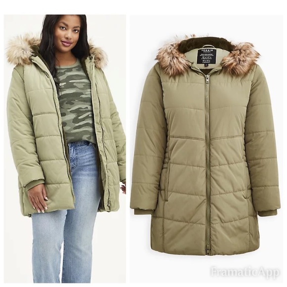 torrid | Jackets & Coats | Nwt Torrid Fit Flare Puffer Jacket Twill ...